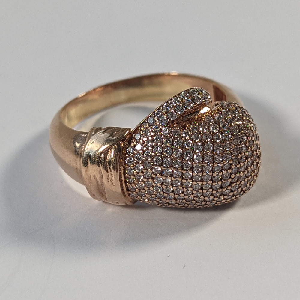 9ct Gold CZ Boxing Glove Ring Size X - Own4Less